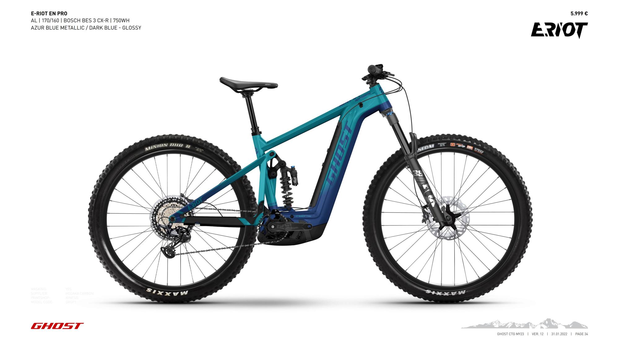 GHOST E-Riot EN AL 170/160 Pro B750 Blue - L 2024 (178-190cm) - E-shop ...